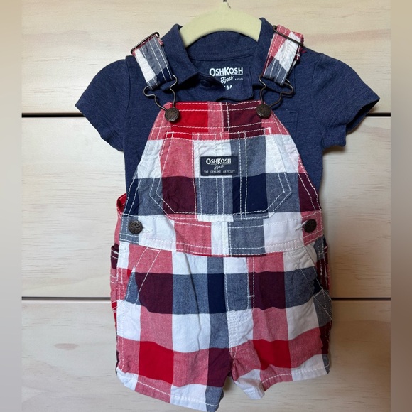 OshKosh B'gosh | Bottoms | Oshkosh Bgosh Red And Blue Plaid Overalls ...